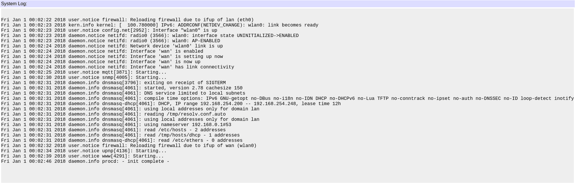 DLI V222 User's Guide: System log